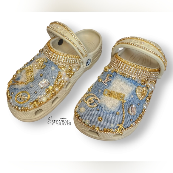 CROCS | Shoes | Brand New Signature Denimme Crocs Size J6 | Poshmark